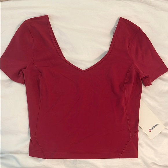 lululemon athletica | Tops | Lululemon Athletica Pomegranate Align Tee Fitted Raspberry Crop Top ...